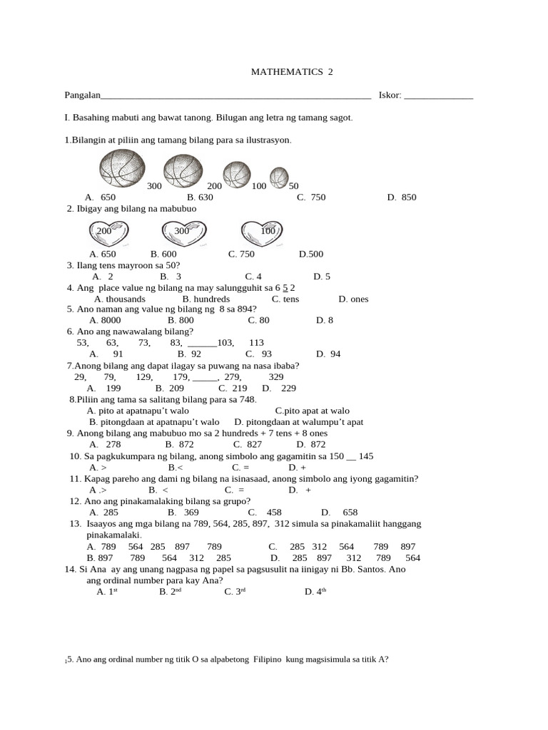 PT - Math 2 - Q1 | PDF