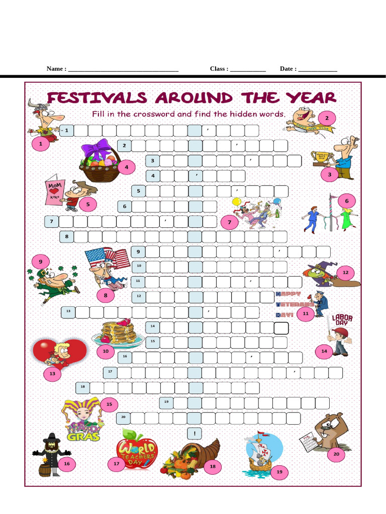Class Worksheet 45 - Celebrations Occasions | PDF