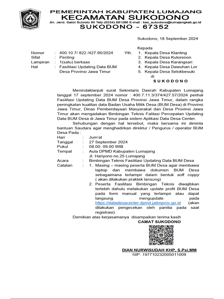 Fasilitasi Updating BUM Desa | PDF