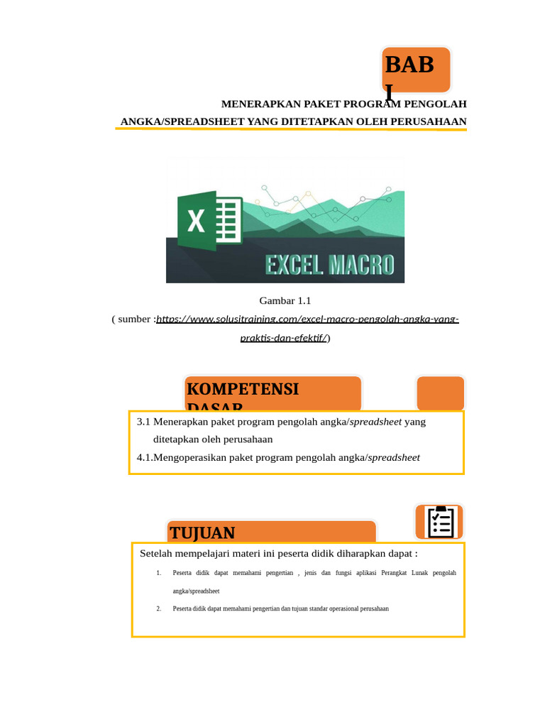 Bab I | PDF | Microsoft Excel | Incremental Computing