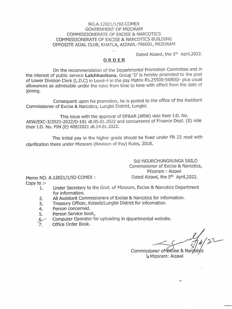 Posts 271 Lalchhanliana Group D Promotion To LDC | PDF