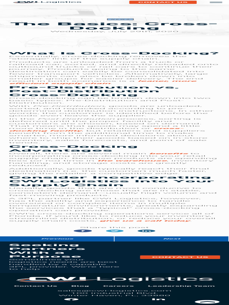 Cross-Docking The Basics (Definition, Types, Advantages) - CWI ...