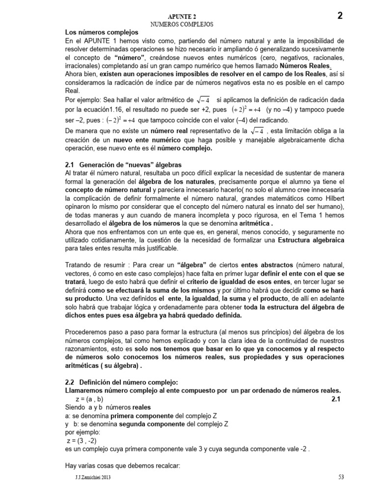 APUNTE 2 NUMEROS COMPLEJOS | PDF