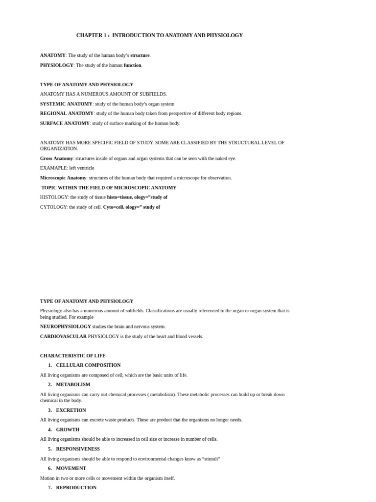 Anaphy Chapter 1 | PDF