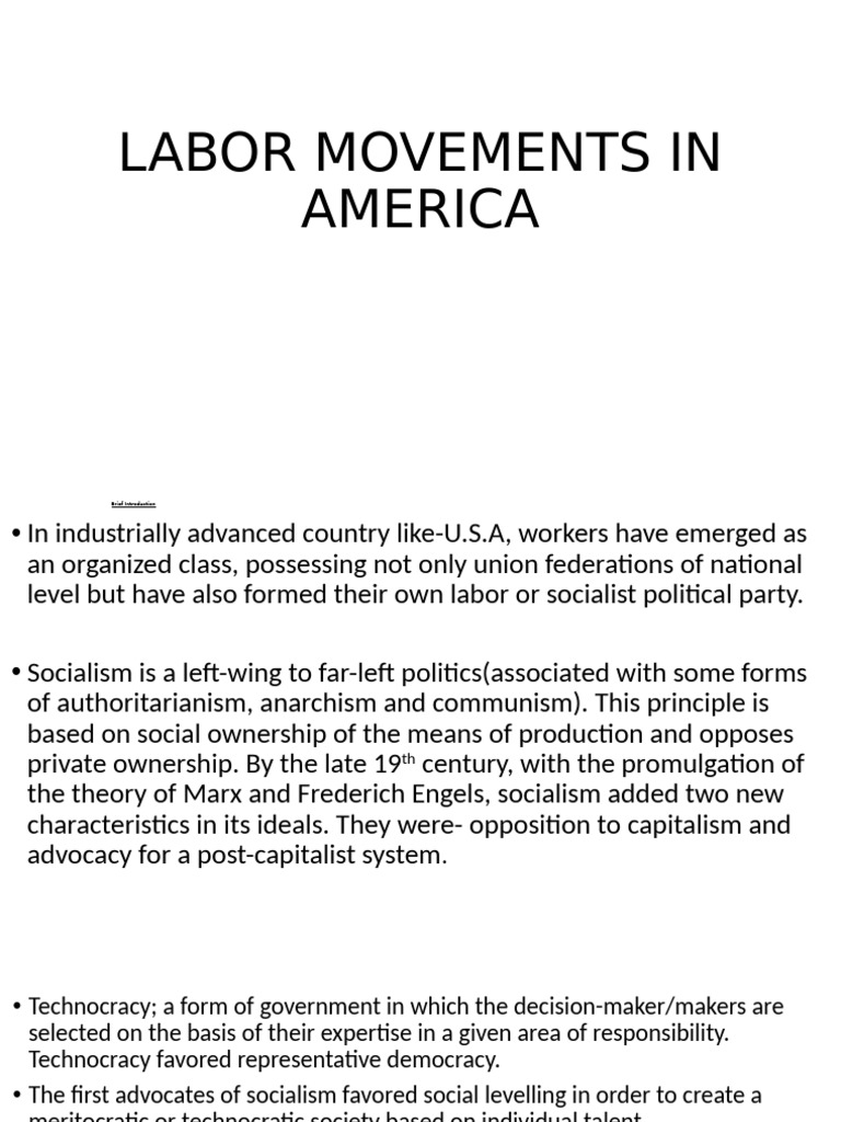 Labor Movements in America | PDF