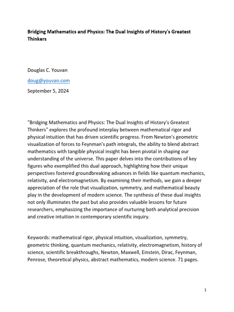 Bridging Mathematics and Physics: The Dual Insights of History's ...