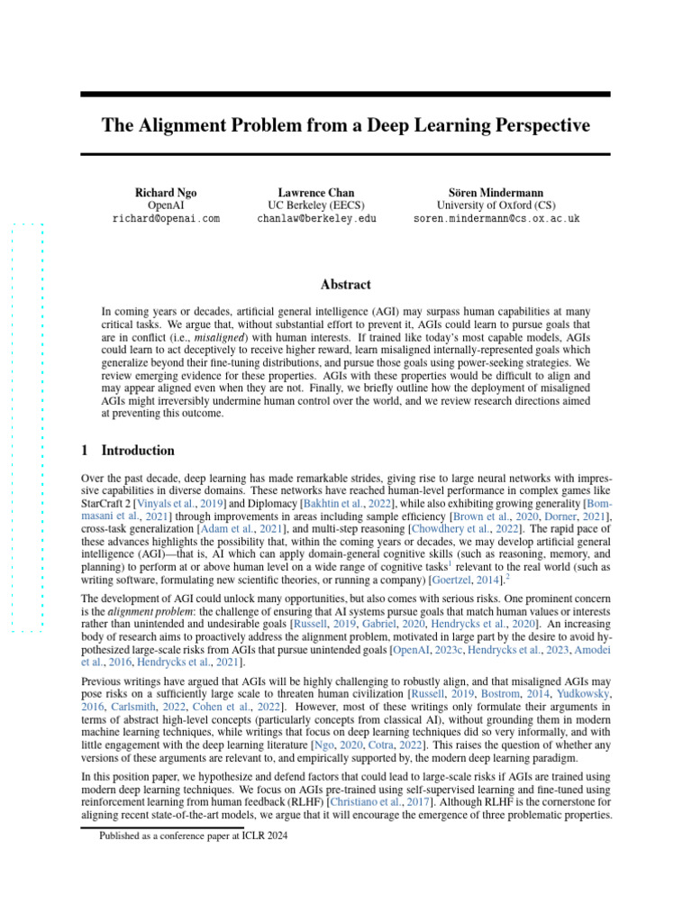 The Alignment Problem From A Deep Learning Perspective: Richard Ngo ...