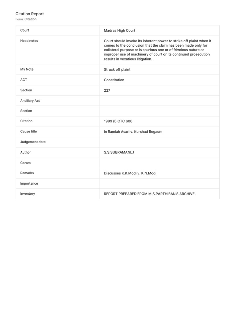 Citation-Report Struck Off | PDF | Government | Law