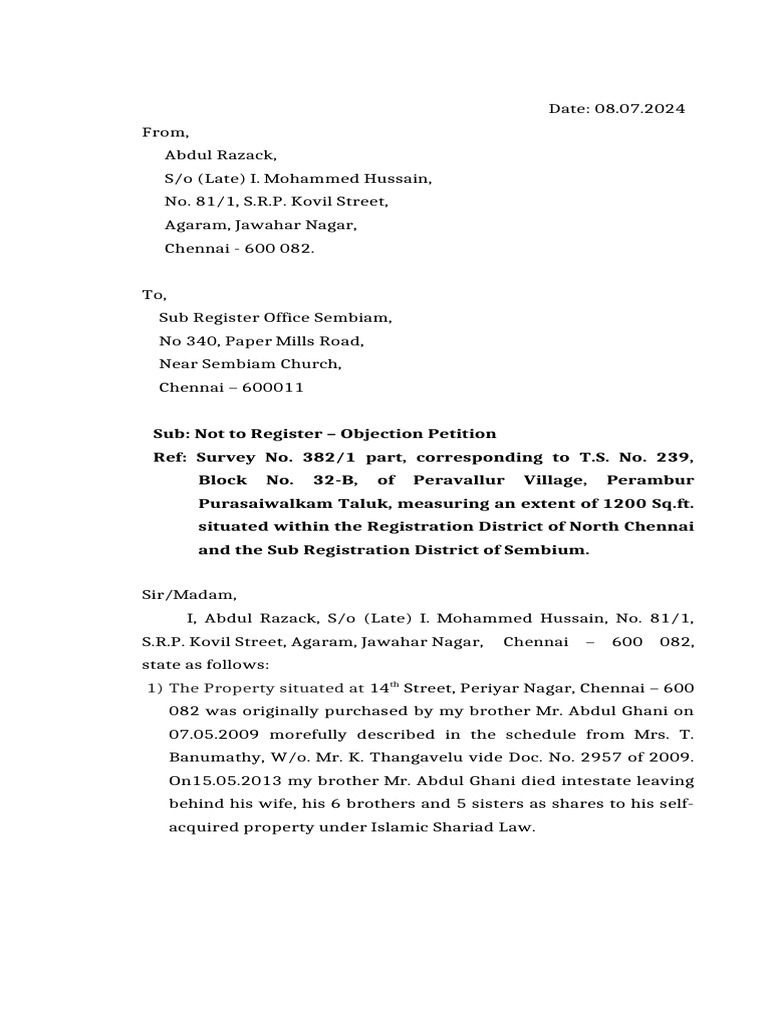 Letter To SRO II | PDF