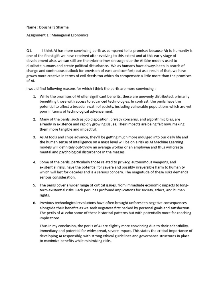 Doushak Eco. Assignment 1 | PDF | Artificial Intelligence | Computers