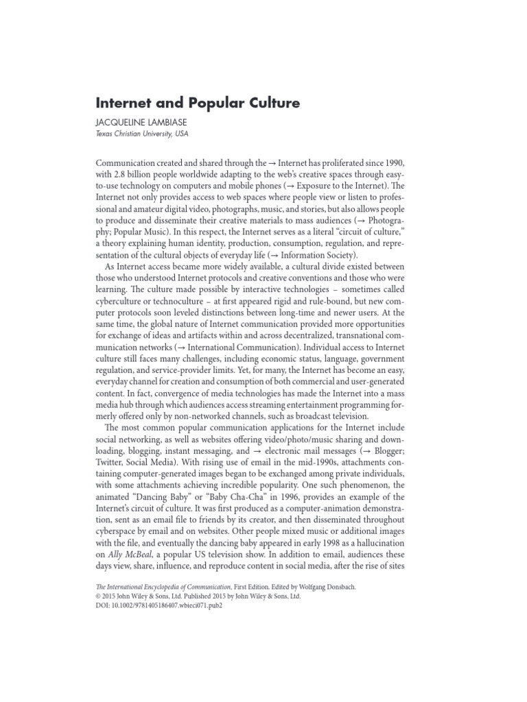 Internet and Popular Culture Paper | PDF | Internet | Politics