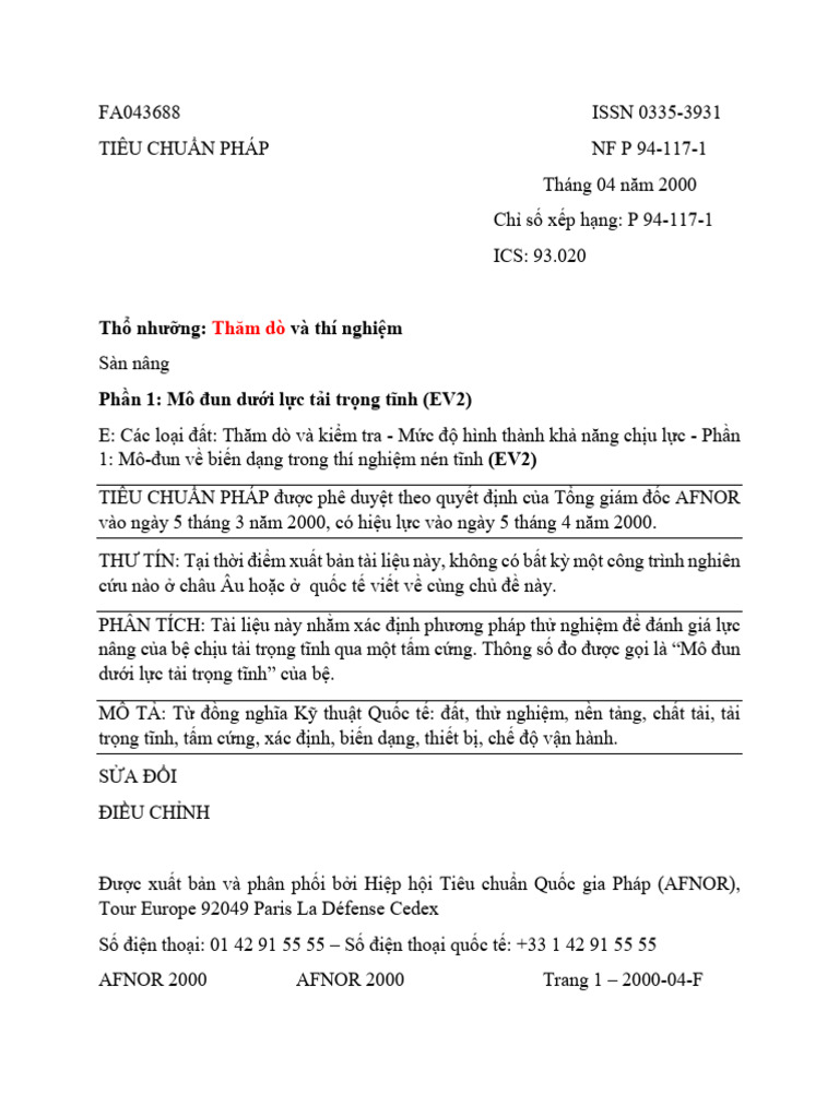 AFNOR NF P94-117-1 April 2000 Ban Dich | PDF