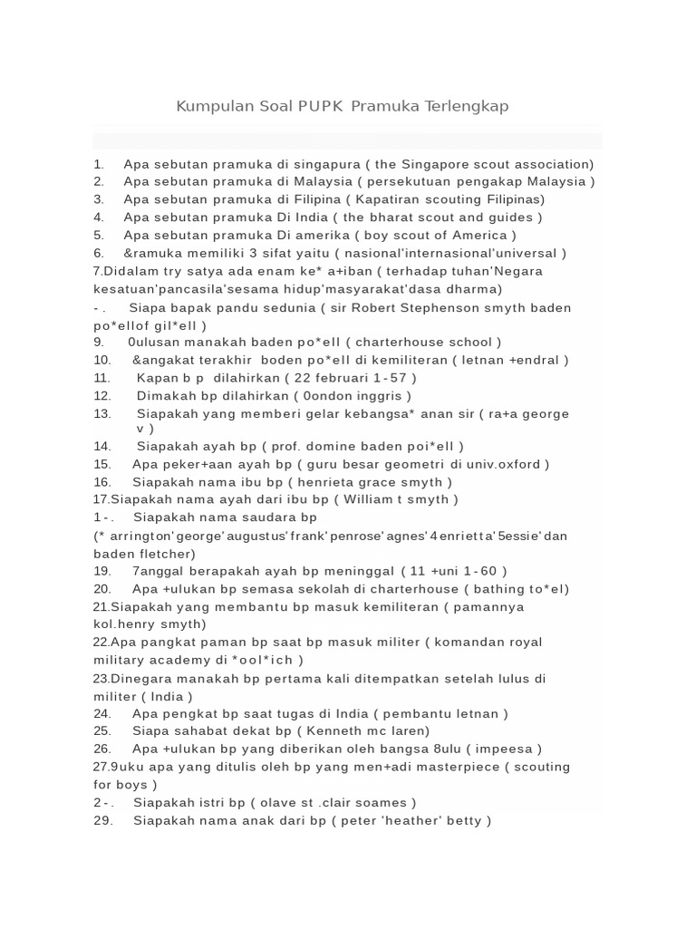Kumpulan Soal Pupk Pramuka Terlengkap | PDF