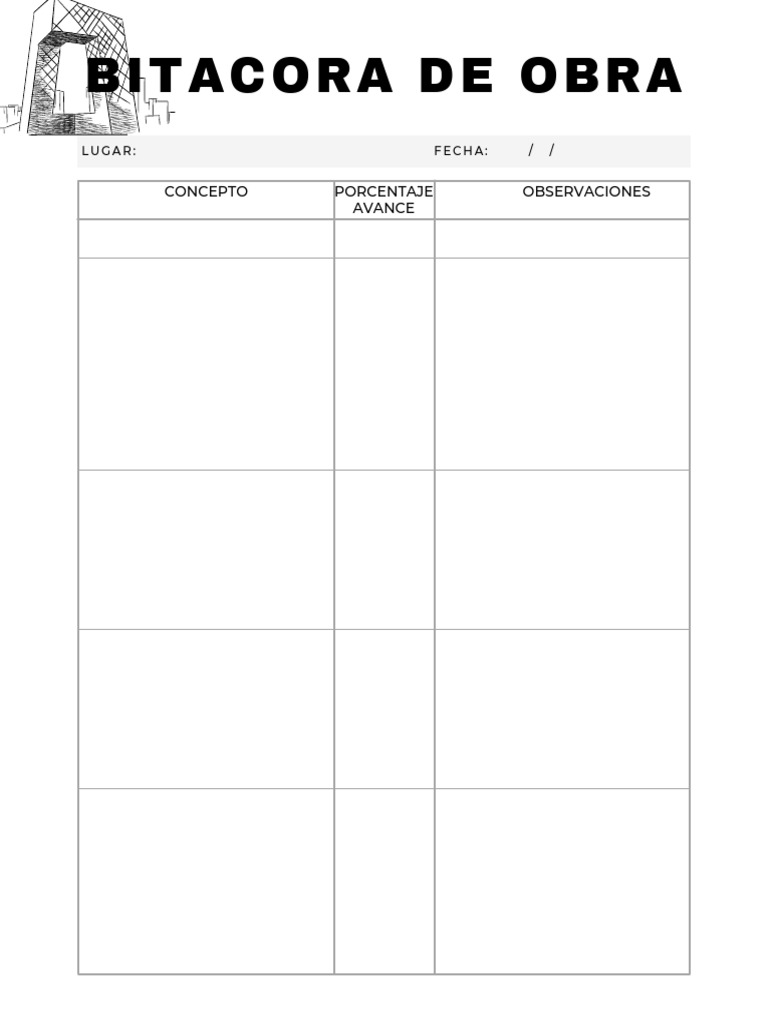 Bitacora de Obra Formato | PDF