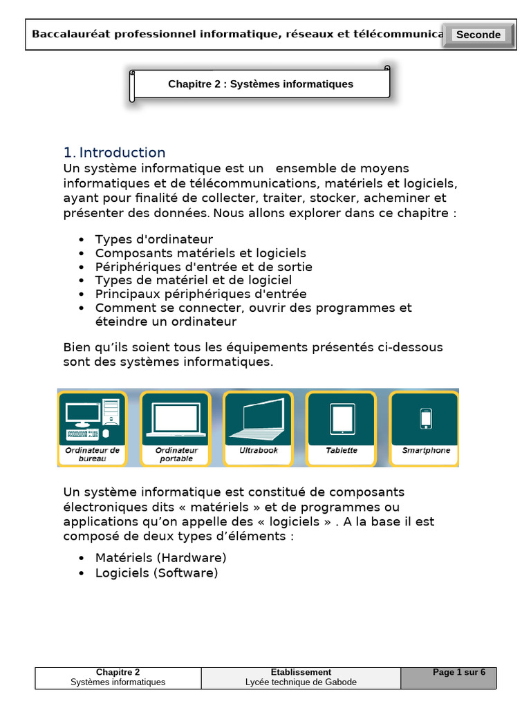 Chapitre 2 Systèmes informatiques | PDF