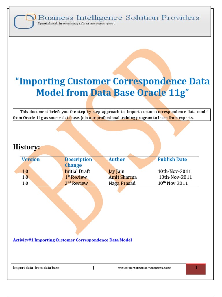 Importing Customer Correspondence Data Model | PDF | Oracle Database ...