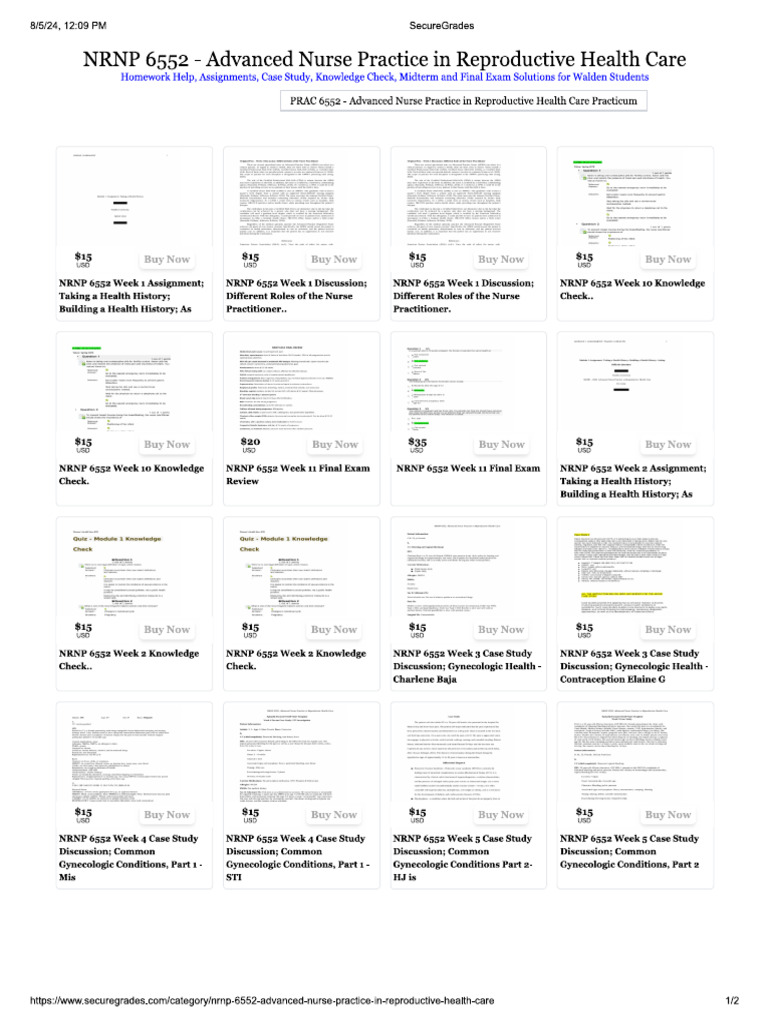 NRNP 6552 - Advanced Nurse Practice in Reproductive Health Care | PDF