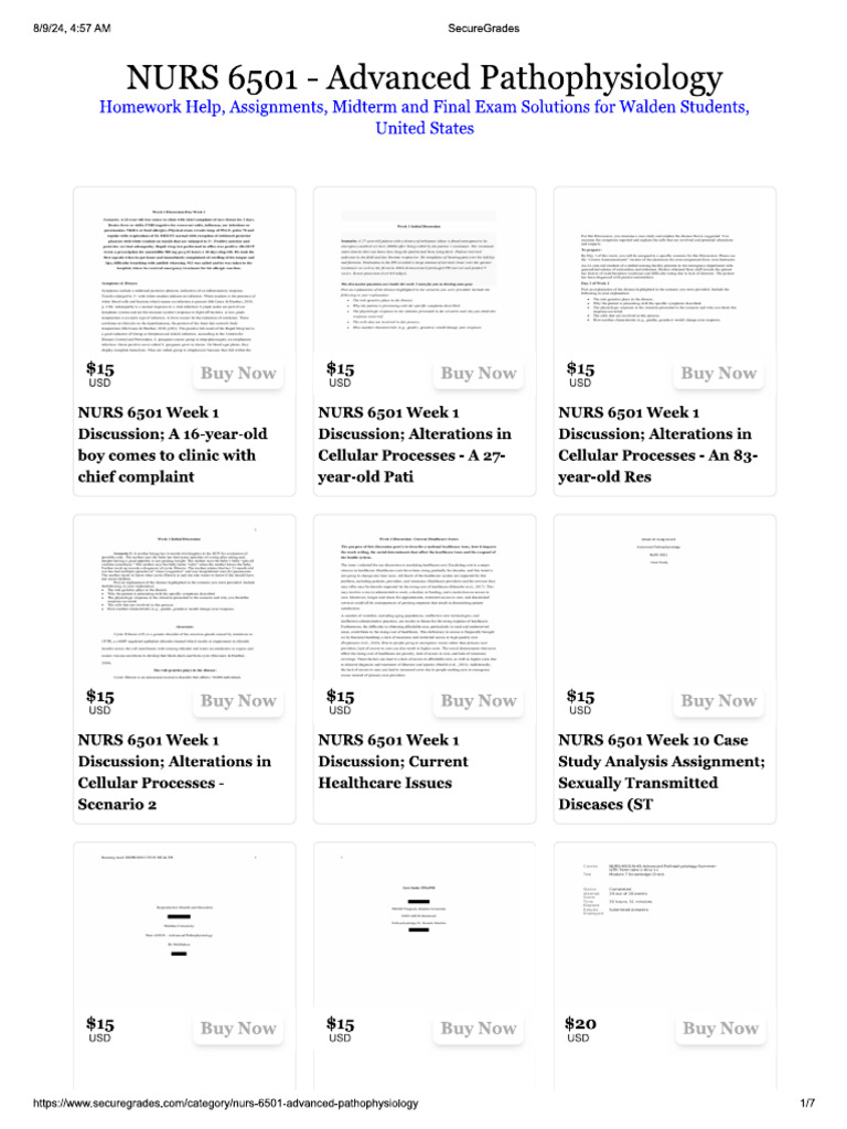 NURS 6501 - Advanced Pathophysiology. | PDF