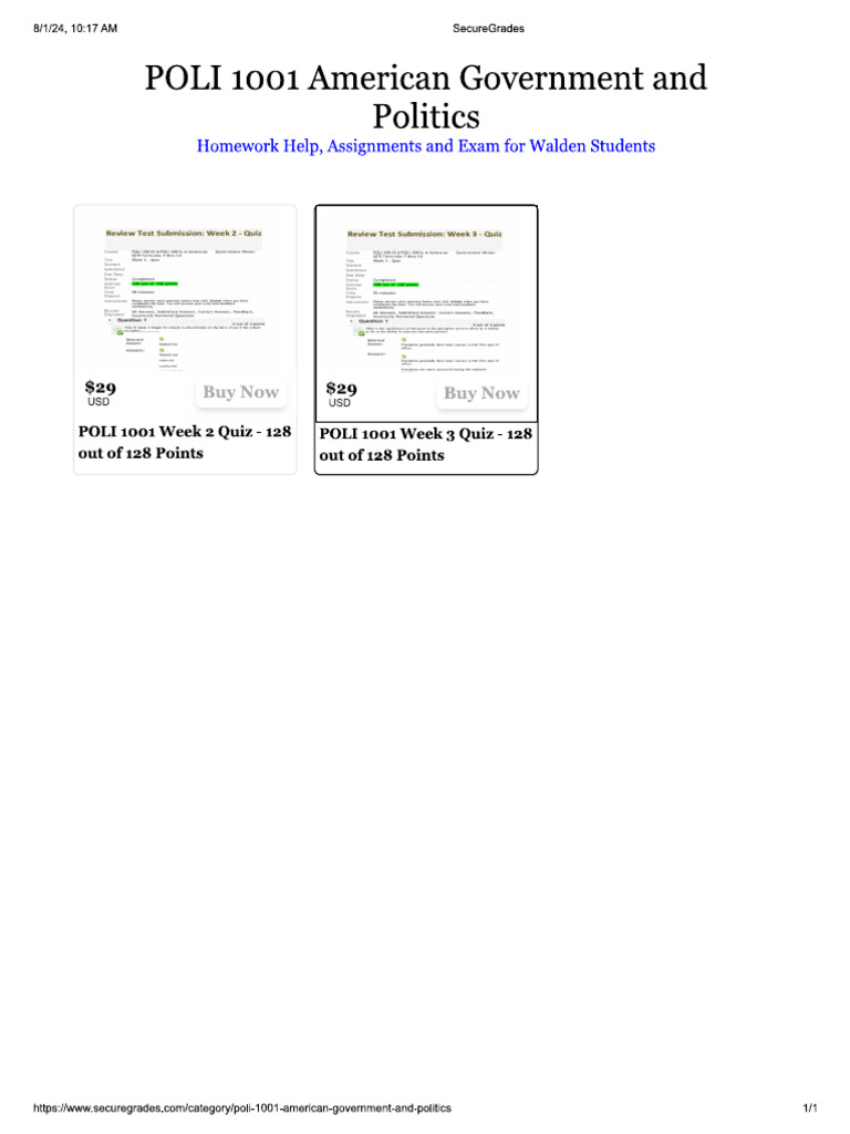 POLI 1001 American Government and Politics | PDF