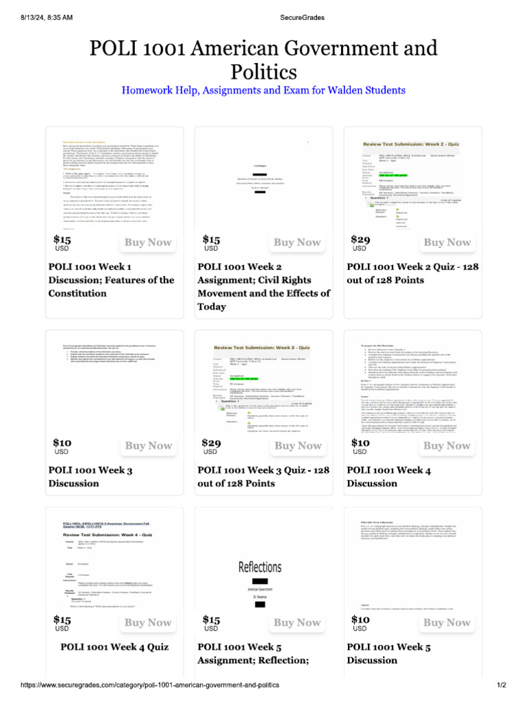 POLI 1001 American Government and Politics. | PDF