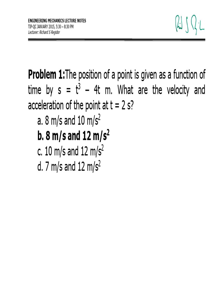 Engineering Mechanics Problems | PDF | Acceleration | Teaching Methods & Materials