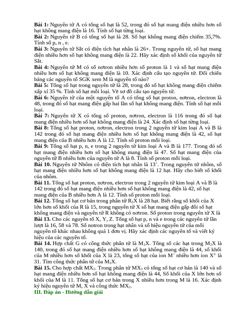 Bài tập tìm số hạt KHTN 7 | PDF