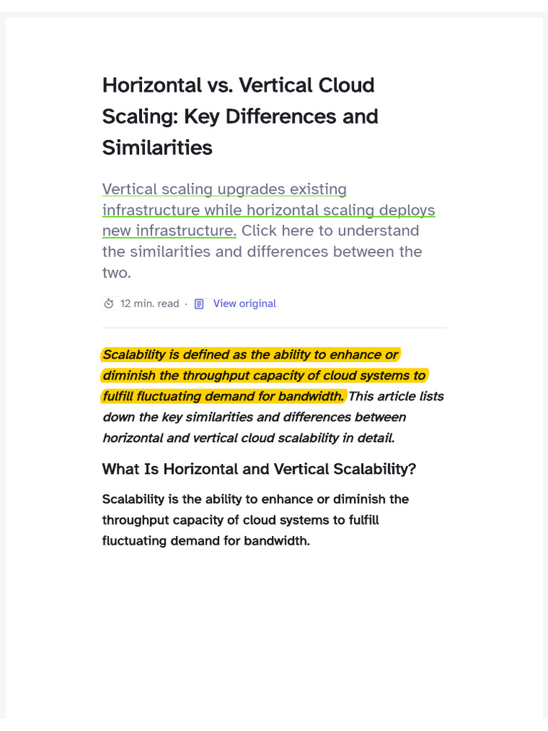 Horizontal vs. Vertical Scaling | PDF