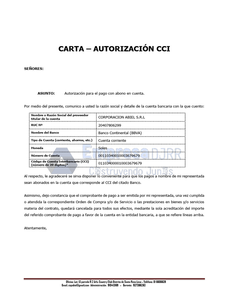 Carta Cci y Detraccion | PDF