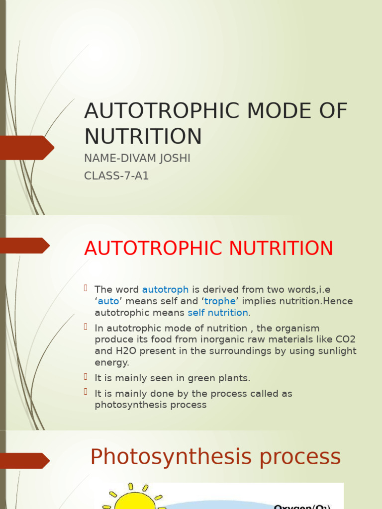 Autotrophic Mode of Nutrition | PDF