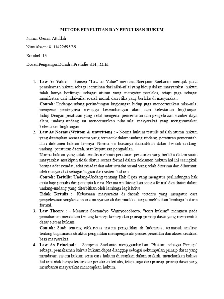 Metopen Objek Kajian Hukum - 8111422693 | PDF
