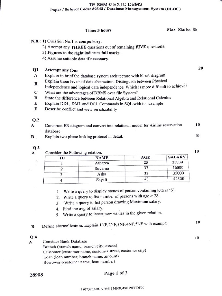 DBMS Mu QP-FH2023 | PDF
