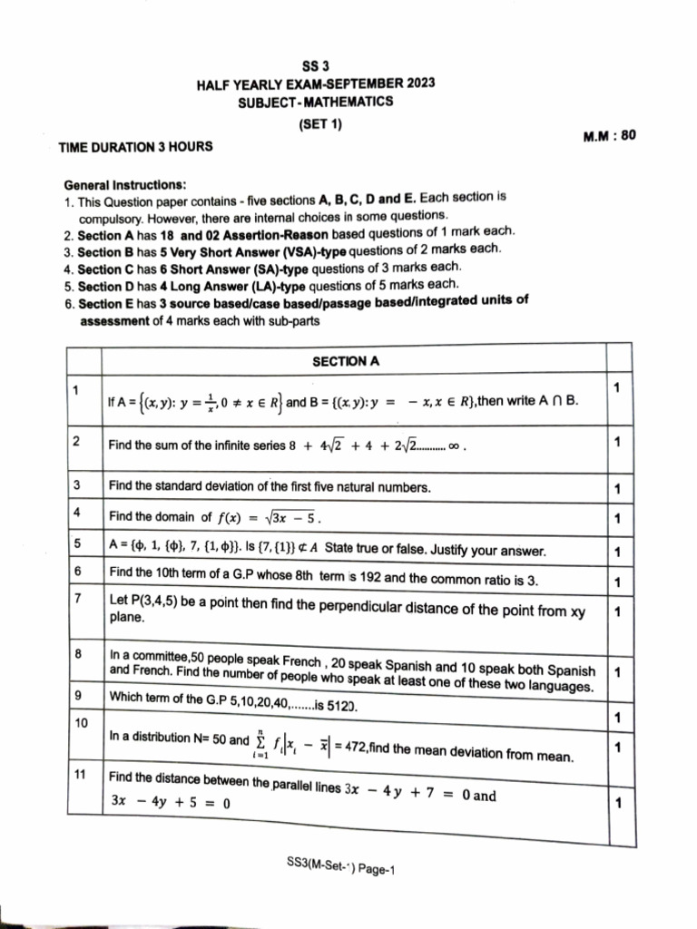 GC Smple Paper Maths | PDF