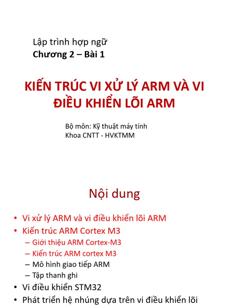 Chuong2-Bai1_Kien Truc Vi Xu Ly ARM Va Vi Dieu Khien Loi ARM | PDF