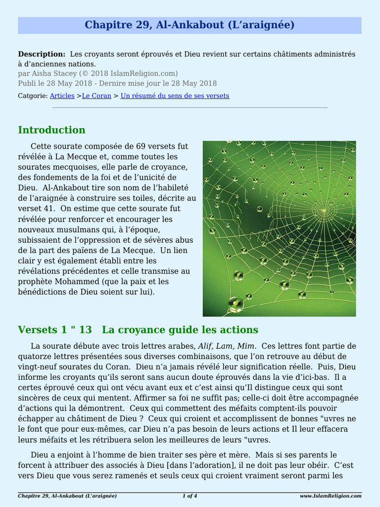Chapter 29 Al-Ankabut The Spider 11230 FR | PDF