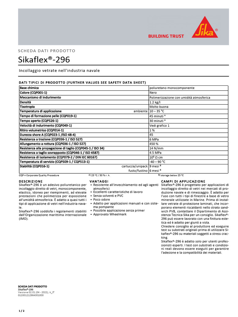 Scheda Tecnica 296 | PDF