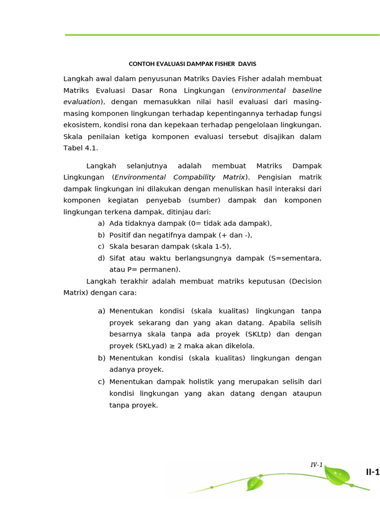 Contoh Evaluasi Dampak Fisher Davis | PDF
