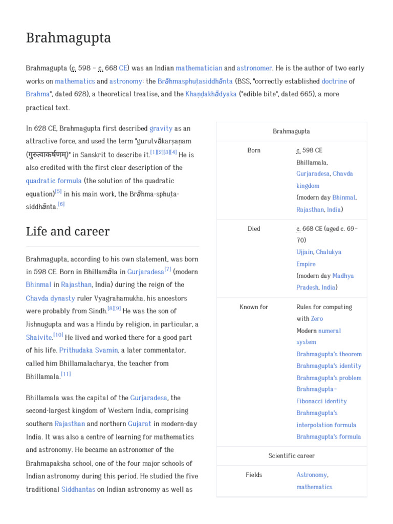 Brahmagupta - Wikipedia | PDF