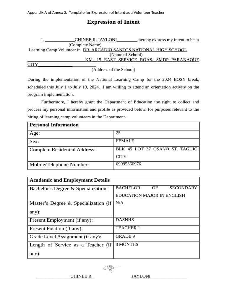 NLC Expression of Intent 2024 | PDF