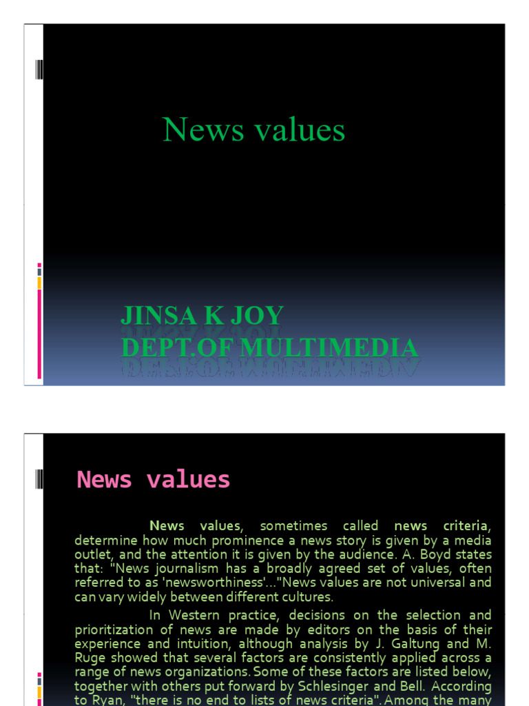 News Values 1 Sem 3 | PDF