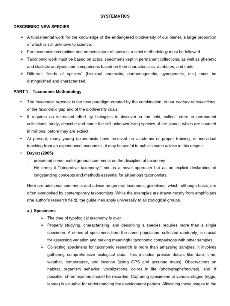 Describing New Species | PDF