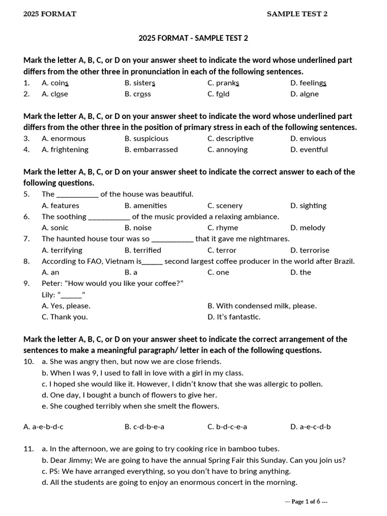 Đề Tiếng anh 12 Global PRACTICE TEST 2 (2025 FORMAT) | PDF