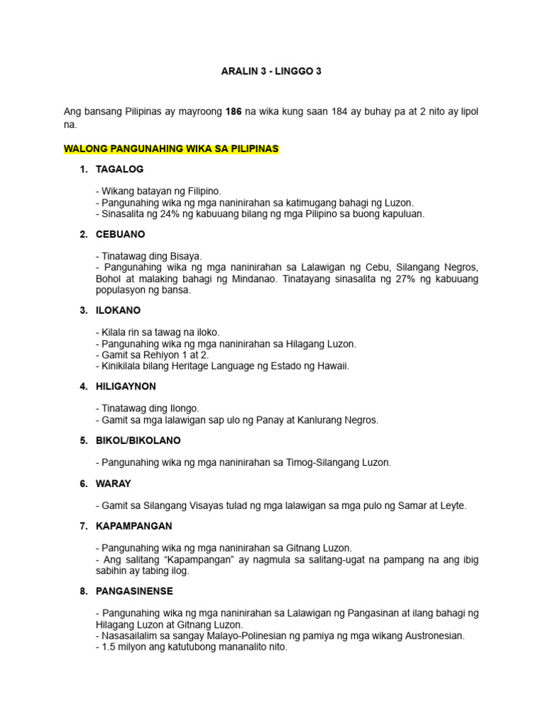 Aralin 3 Linggo 3 | PDF