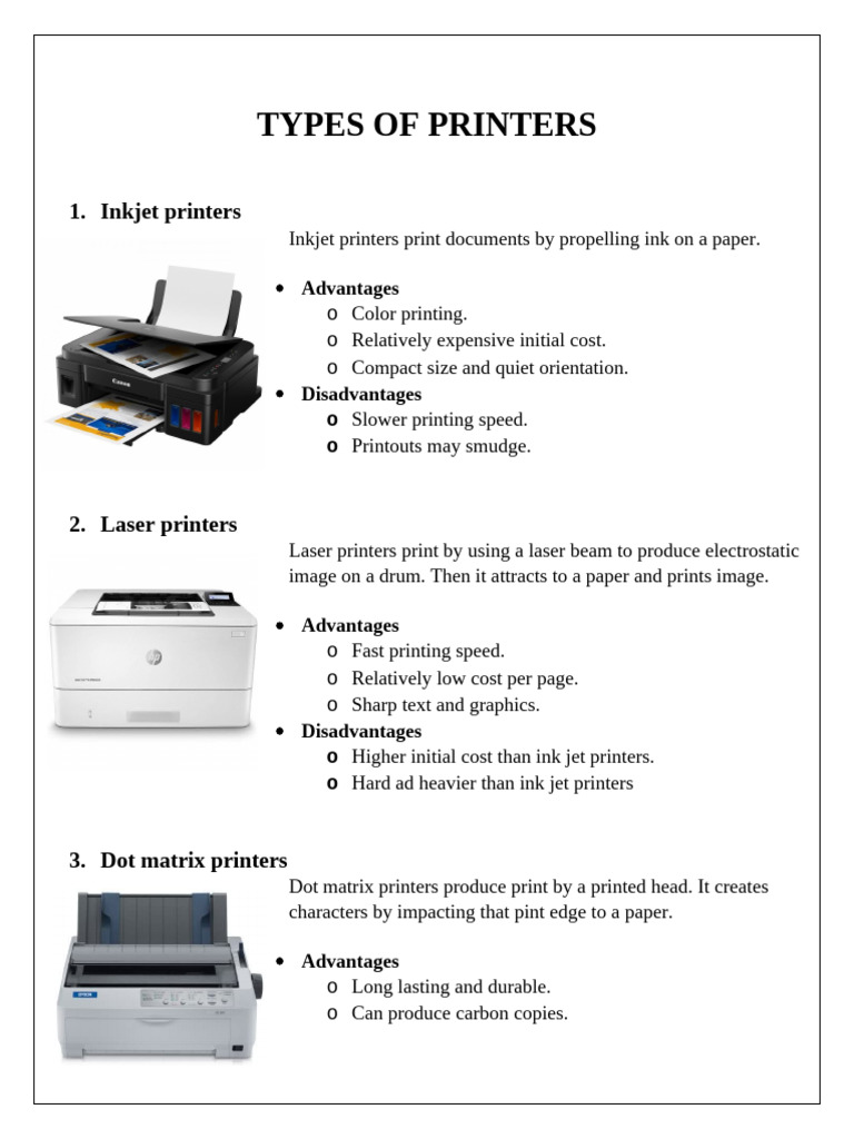 TYPES OF PRINTERS | PDF