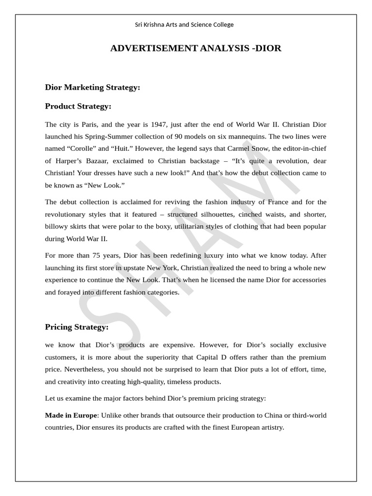3.advertisement Analusis - Dior | PDF