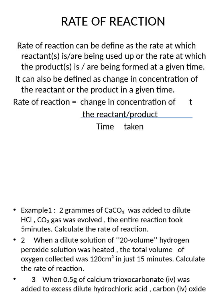Rate of Reaction | PDF