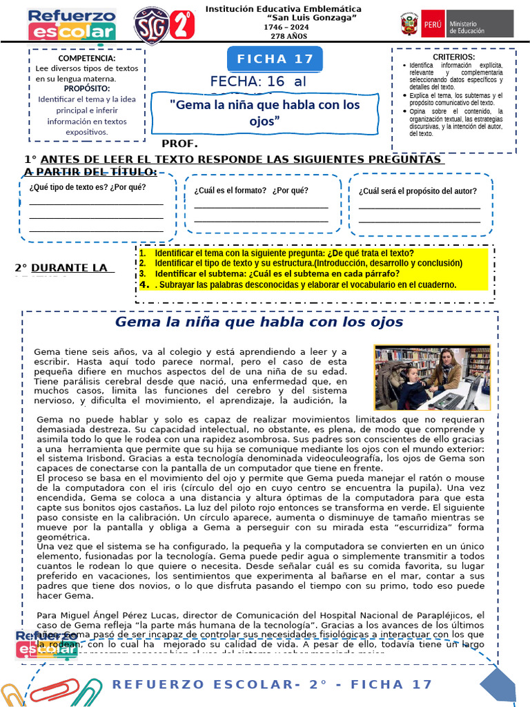 Ficha de Refuerzo 17 2do - 2024 | PDF