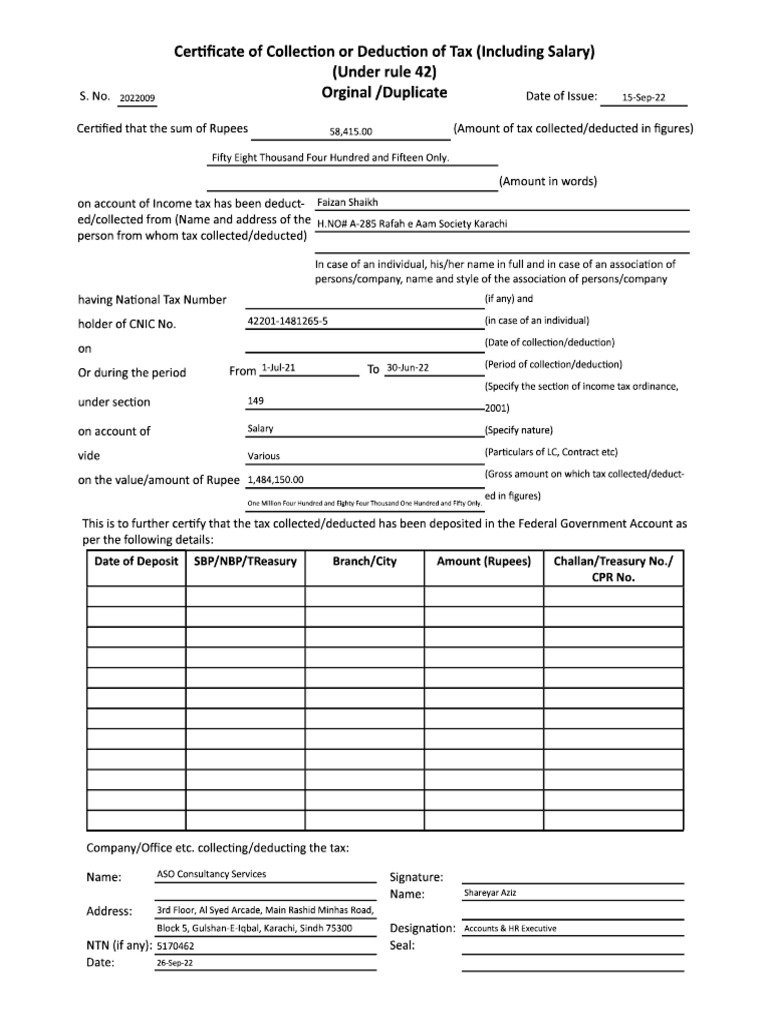 Tax Certificate | PDF