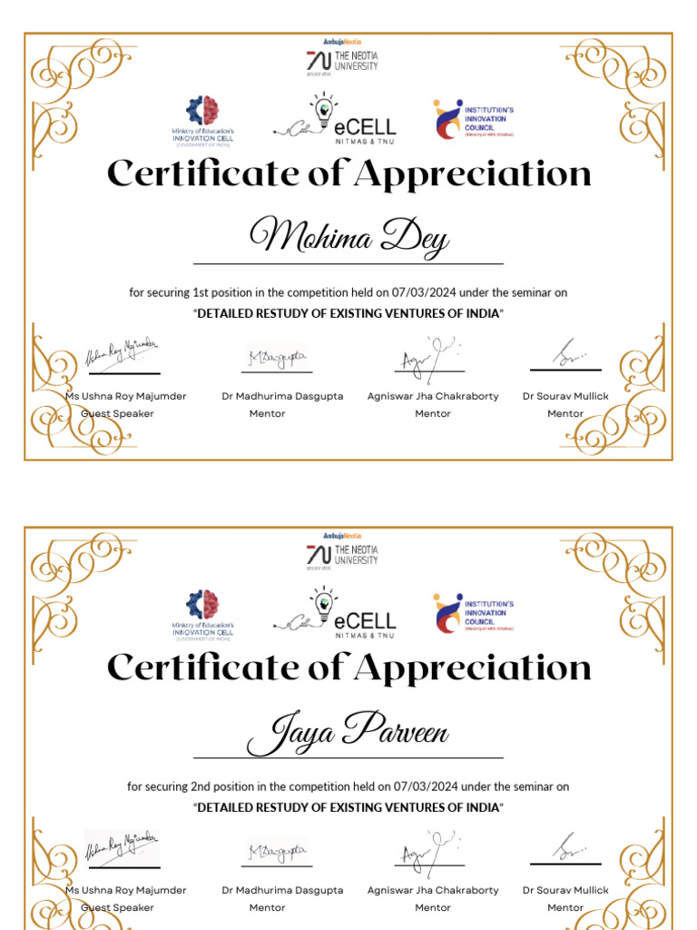 Awardee Certificate | PDF