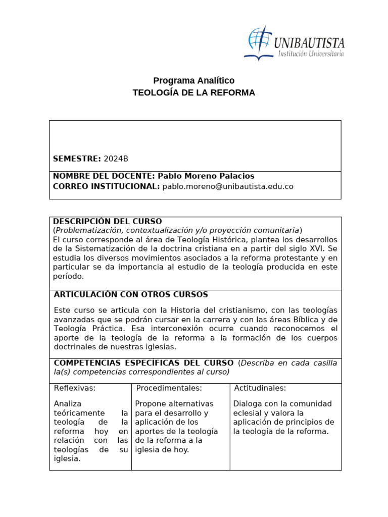 Programa Analítico-TEO REFORMA-2024 | PDF