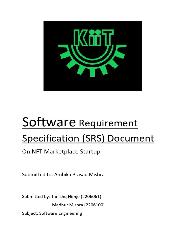 SRS - Document - NFT Marketplace Startup | PDF